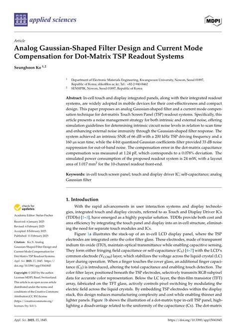 Pdf Analog Gaussian Shaped Filter Design And Current Mode Compensation For Dot Matrix Tsp