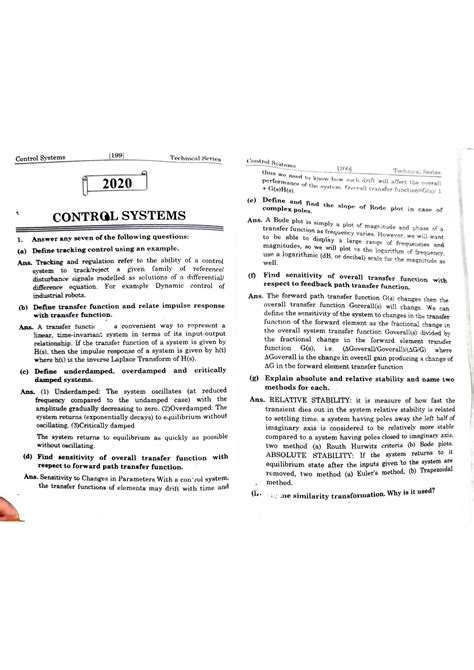 Pyq Cs Control System Previous Year B Tech IT B Tech CSE Studocu