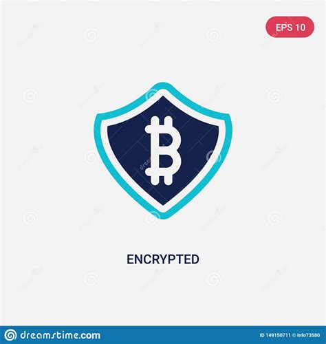 Two Color Encrypted Vector Icon From Blockchain Concept Isolated Blue Encrypted Vector Sign