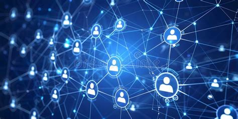 Abstract Geometric Background With Many People Icons Blue Background Visualizing Social