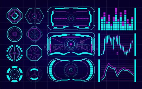 set of futuristic user interface elements stock vector illustration
