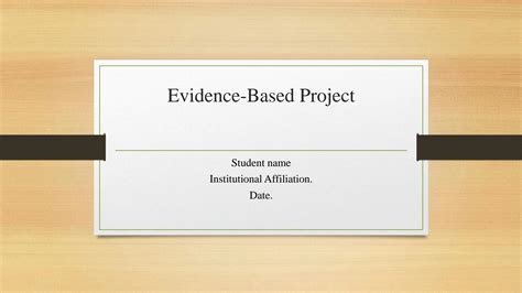 SOLUTION: Evidence based project - Studypool