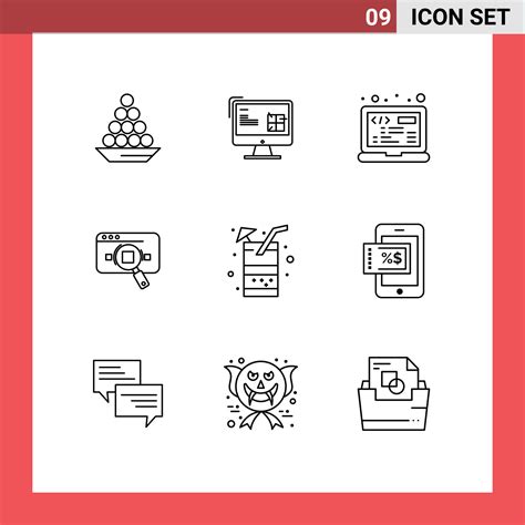 9 User Interface Outline Pack Of Modern Signs And Symbols Of Analytic Html Construction
