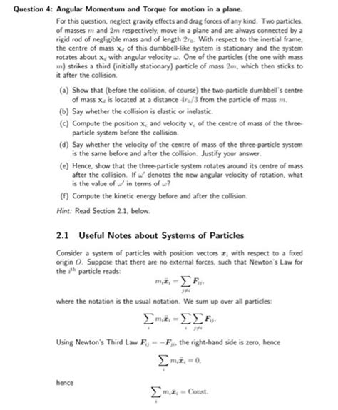 Solved Tion 4 Angular Momentum And Torque For Motion In A Chegg Com