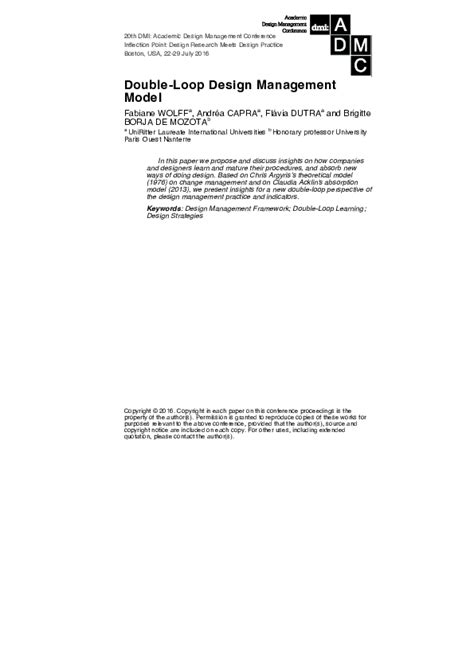 Pdf Double Loop Design Management Model