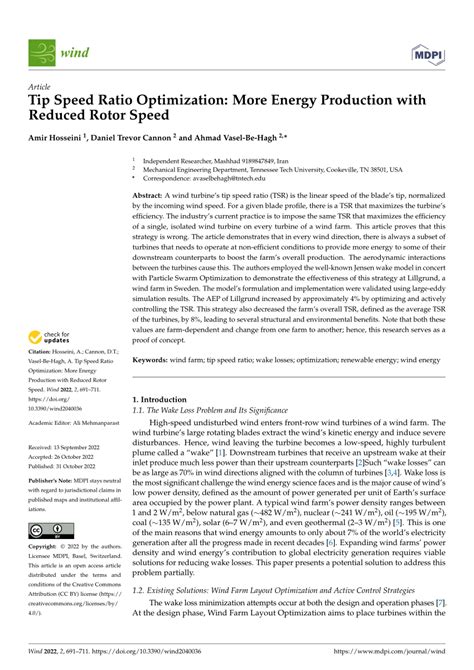 PDF Tip Speed Ratio Optimization More Energy Production With Reduced Rotor Speed