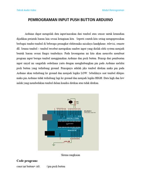 Pemrograman Input Push Button Arduino | PDF