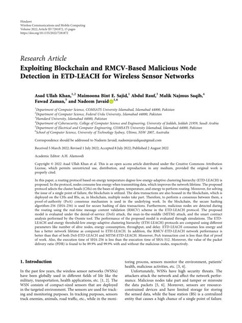 Pdf Exploiting Blockchain And Rmcv Based Malicious Node Detection In