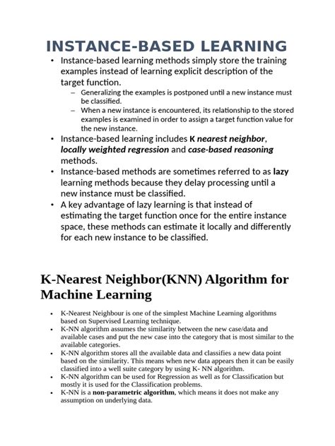 instance based learning pdf regression analysis machine learning
