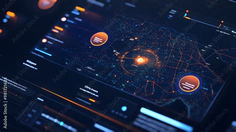 Futuristic Digital Interface With Real Time Crime Prediction Data Map