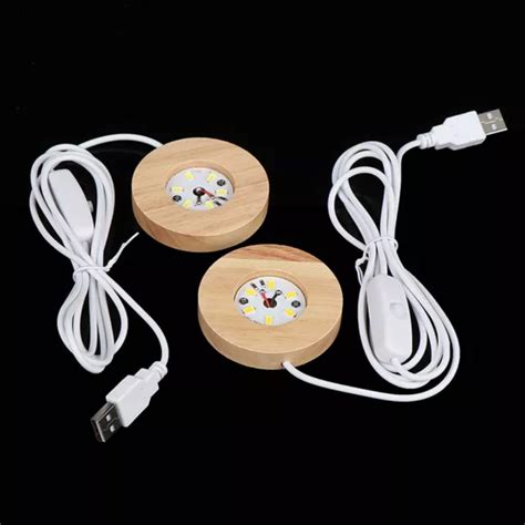Light Base Rechargeable Wooden Led Light Rotating Display Stand Lamp
