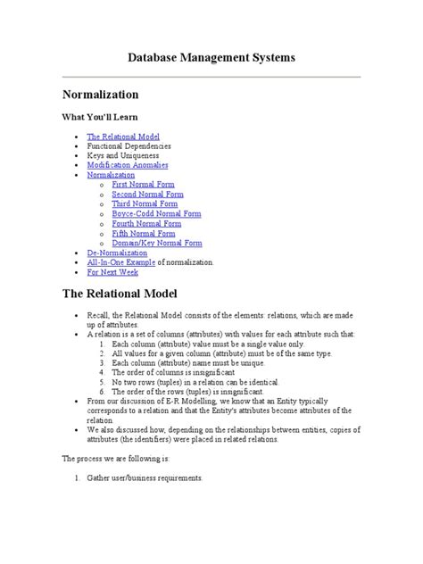 dbms normalization pdf relational model data model