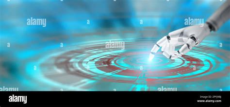 hand of humanoid ai robot activates the system advancements in