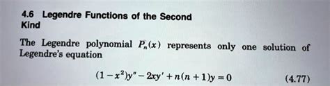 Solved 4 6 Legendre Functions Of The Second Kind The Legendre