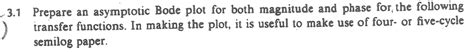 solved 3 1 prepare an asymptotic bode plot for both