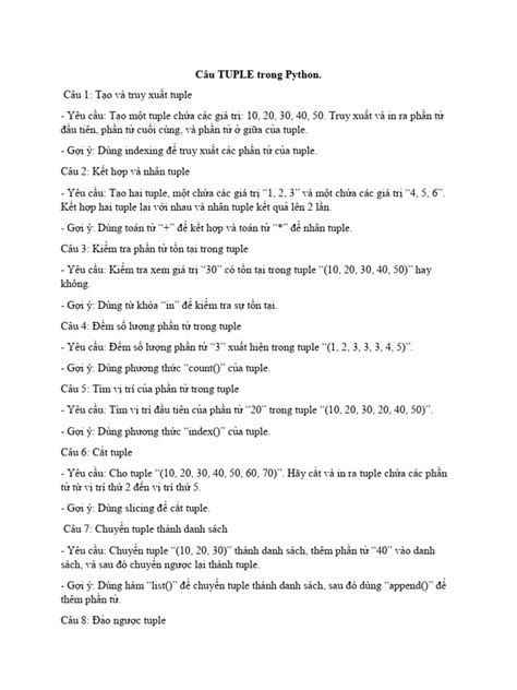Câu Tuple Trong Python Pdf