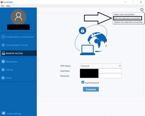 forticlient vpn connection concord university help desk