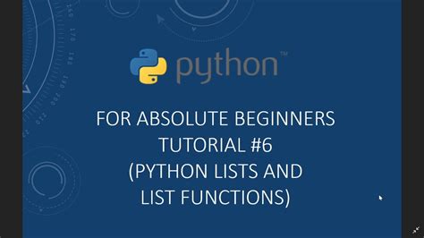6 Python List And List Functions Python For Beginners Youtube