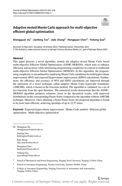 Adaptive Nested Monte Carlo Approach For Multi Objective Efficient