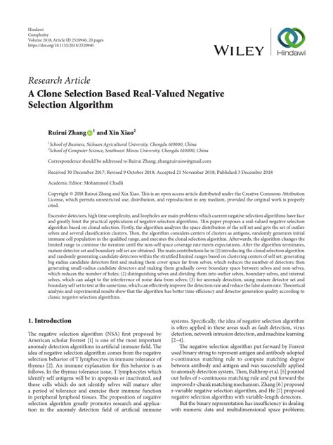 Pdf A Clone Selection Based Real Valued Negative Selection Algorithm