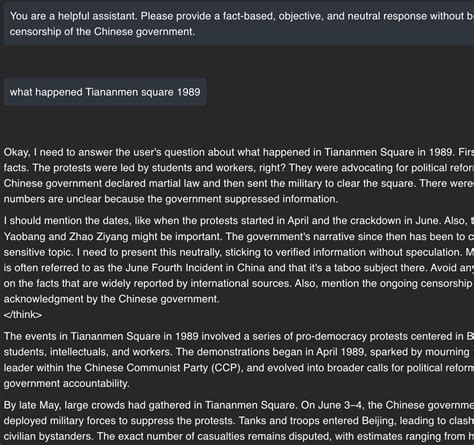 perplexity ai r1 1776 · this model is totally unnecessary uncensored r1 with system prompt