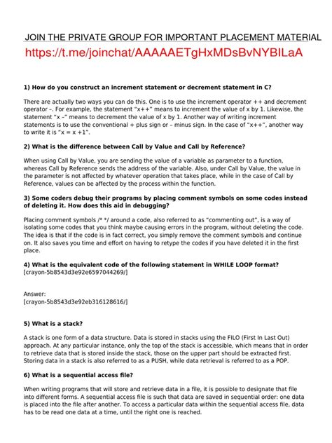 Important Question For C Language Pdf Parameter Computer