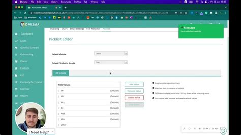 how to add custom values to picklists within nomisma crm youtube