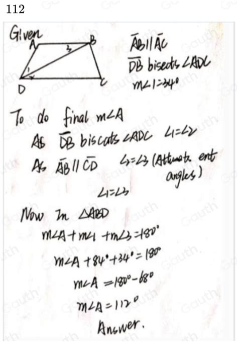 Solved Consider The Following Figure Overline Abparallel Overline Dc Given Vector Db Bisects