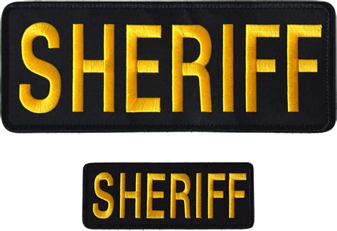 Sheriff Embroidery Patch 3x8 And 2x6 Inches Hook Od Green