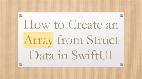 How To Create An Array From Struct Data In Swiftui Youtube