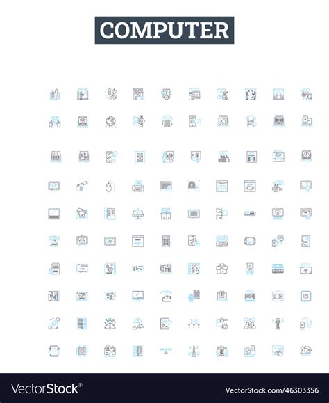 Computer Line Icons Set Laptop Royalty Free Vector Image