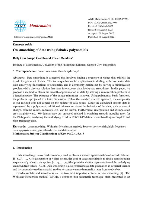 Pdf On Smoothing Of Data Using Sobolev Polynomials