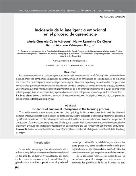 Emociones Y Neurotransmisores Articulo Nova Publicación Científica