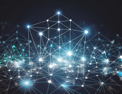 Abstract Network Concept With Glowing Nodes And Connections On Dark Background Premium Ai