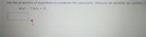 Solved Use The Properties Of Logarithms To Condense The Chegg