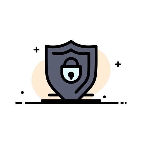 Internet Shield Lock Security Business Flat Line Filled Icon Vector