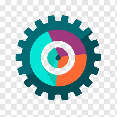 색깔이 있는 원이 있는 기어 아이콘 벡터 흰색 배경에 있는 단순한 다채로운 구성 아이콘 그림자 없음 작은 프레임 중앙 Png 일러스트 및 벡터 에 대한 무료 다운로드
