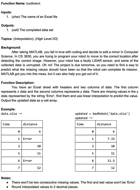 Solved Function Name Badrobot Inputs 1 Char The Name Of