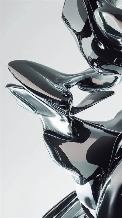 Chrome Metal Morphing And Reflecting Light On White Background Stock Illustration Illustration
