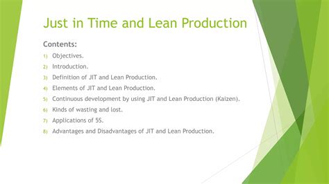 Just In Time Jit And Lean Production PPTX