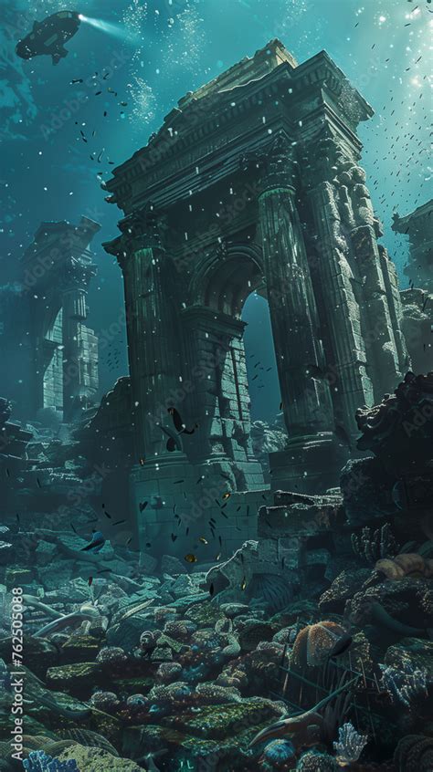 바다속 고대 건축물 Illustration Stock Adobe Stock