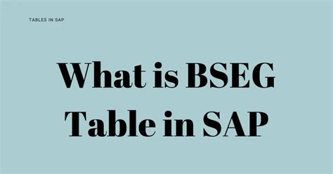 What Is Bseg Table In Sap Tables In Sap