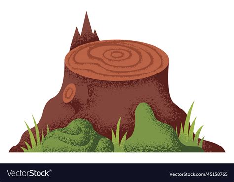 Wood Stump Textured Forest Landscape Scene Vector Image