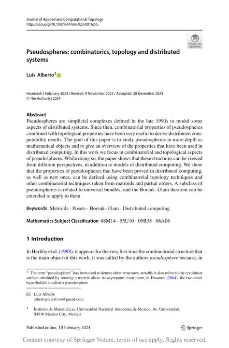 Pdf Pseudospheres Combinatorics Topology And Distributed Systems