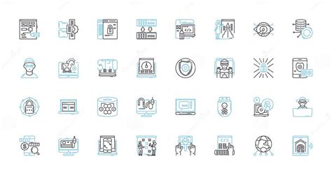 Digital Safety Linear Icons Set Security Privacy Cybersecurity Encryption Passwords