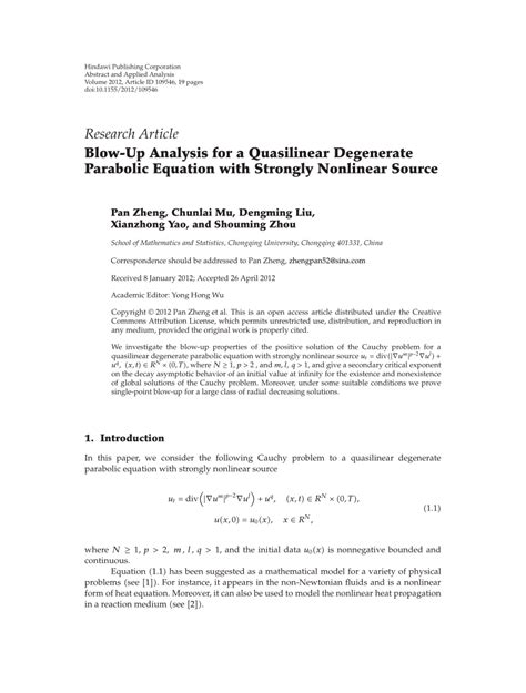 Pdf Blow Up Analysis For A Quasilinear Degenerate Parabolic Equation With Strongly Nonlinear