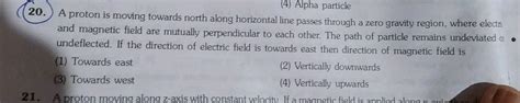 20 4 Alpha Particle A Proton Is Moving Towards North Along Horizontal