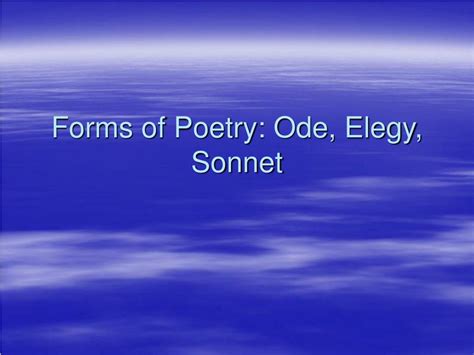 PPT Forms Of Poetry Ode Elegy Sonnet PowerPoint Presentation ID