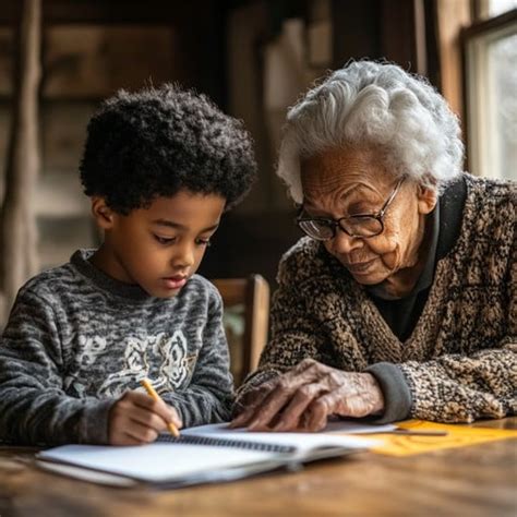 Free Generational Learning Moment Image Grandmother Grandson