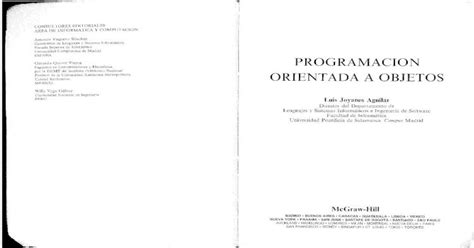 Programación Orientada A Objetos Luis Joyanes Aguilar Mcgraw Hill